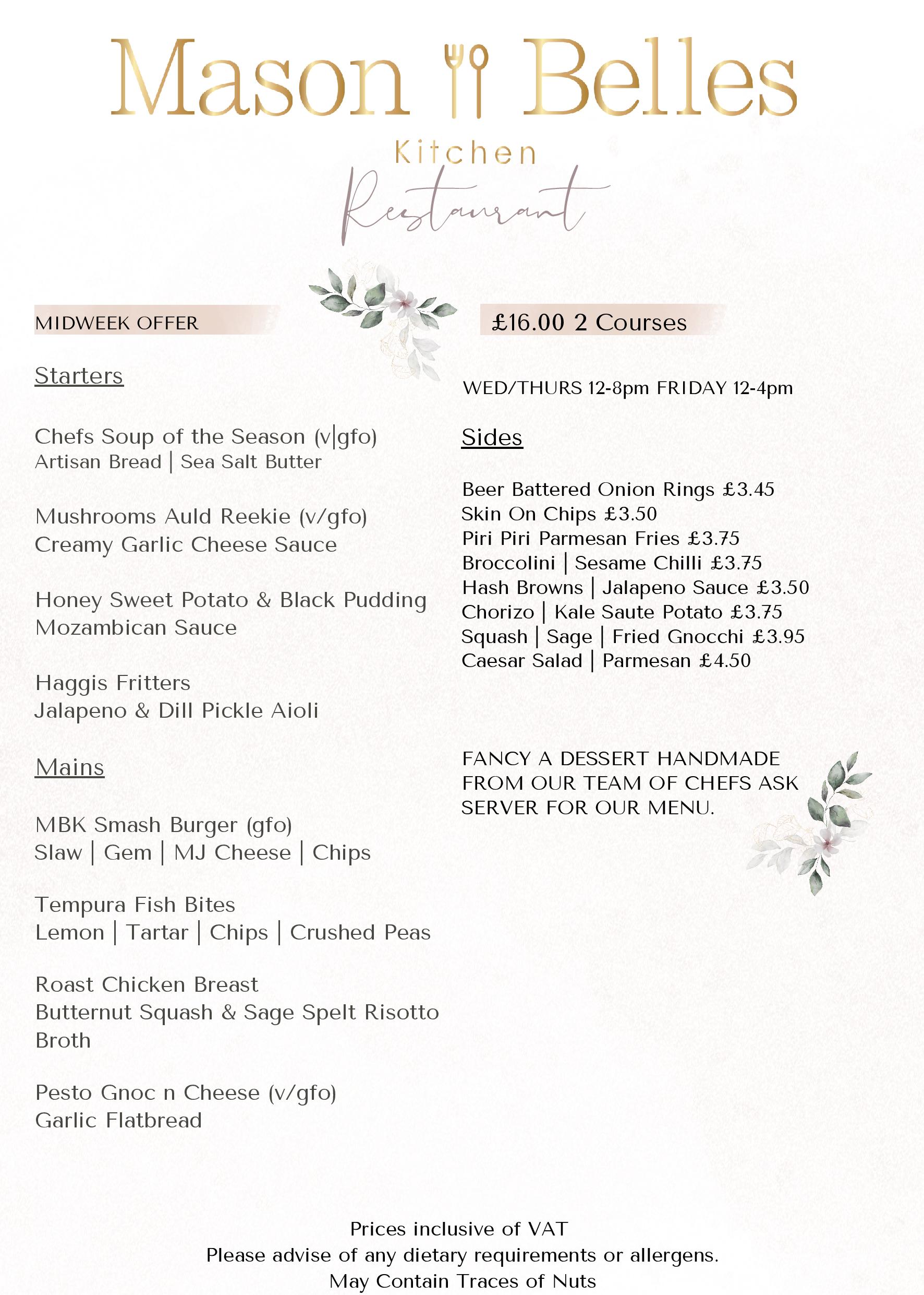 Mason Belles Kitchen Linlithgow Restaurant